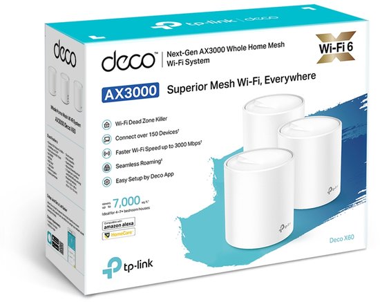 TP-Link Deco X60 - Mesh WiFi 6 Versterker - 5400 Mbps - 3-pack | bol