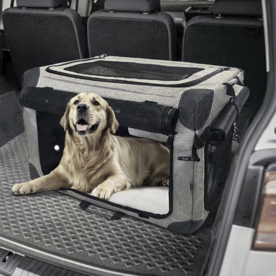 Hondenbox 70 x 52 x 52 cm, opvouwbaar, transportbox, middelgrote hond ...