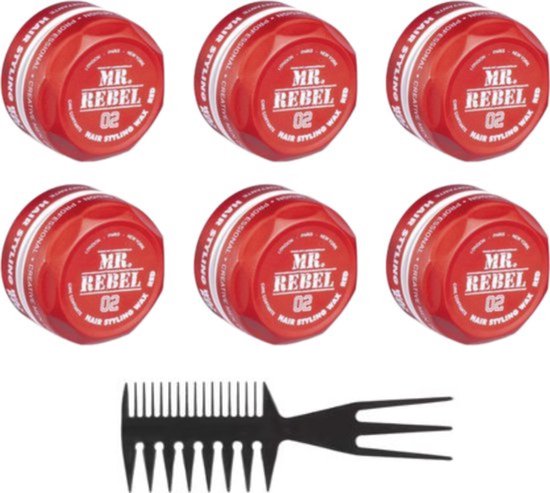 Mr.Rebel Haar Wax Mannen 02 Rood 6 Stuks met een Styling Kam | bol