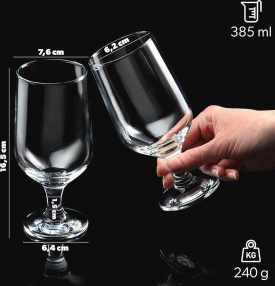 Hoogwaardige Bierglazen Set van 6 - 385ml Biertulp voor Cocktails en Dranken | bol