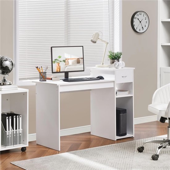 Computertafel 112 x 50 x 82 cm met lade en legplanken - moderne ...