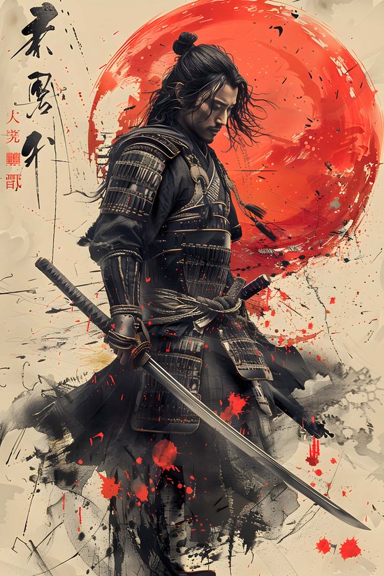 Samurai Poster - Aquarel - Krijger - Traditie - Japanse - Cultureel ...