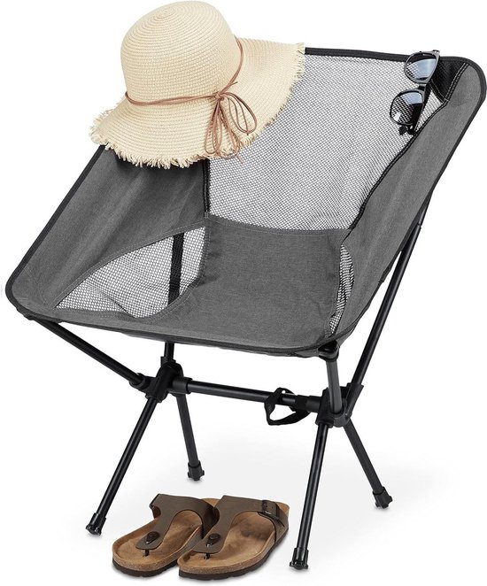 Ultralichte opvouwbare strandstoel - compact en draagbaar - grijs ...