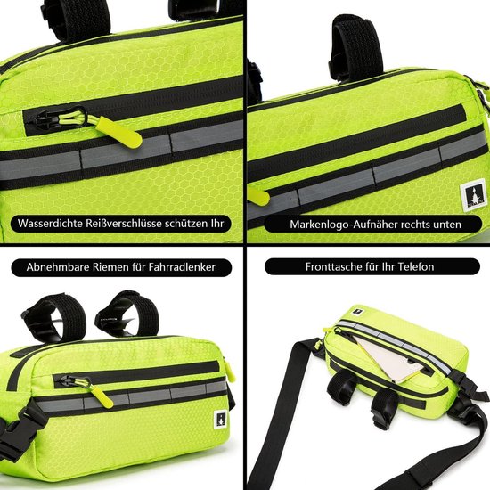Waterproof Fluorescent Green Handlebar Bag for Mountain Bikes- Front ...