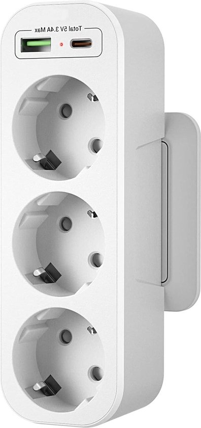 Stopcontact SplitterStekkerdoos met USB en 3 Geaarde Stopcontacten ...