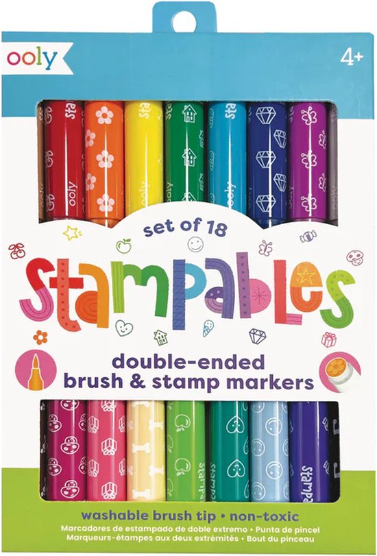Ooly - Stampables Double-Ended Stamp & Brush Markers - Set Van 18 ...