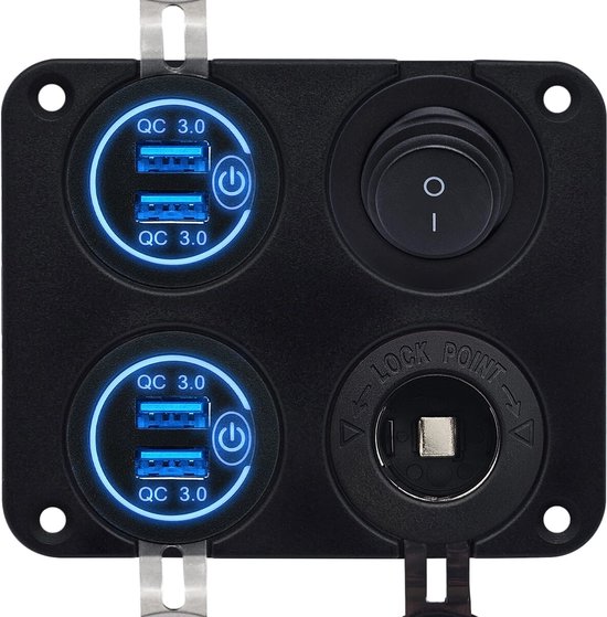 ProRide 12V USB Autolader 4 Poorten - QC3.0 - Schakelaar en 12V ...