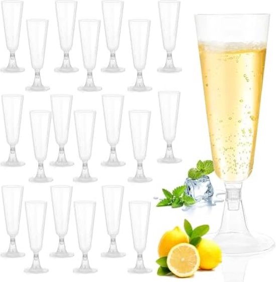Plastic Champagneglazen, 20stuks, Doorzichtige Champagneglazen ...