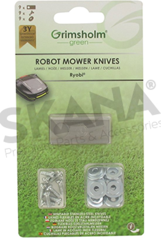 Grimsholm Green Messen voor robotmaaiers - RYOBI Roboyagi 800 - 9 stuks ...