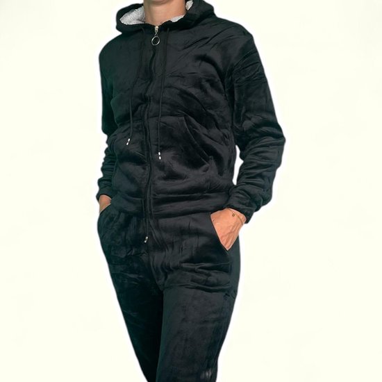 Zwart - Huispak - Fleece - [ Maat 170/176 ] - Kinder - Joggingpak ...