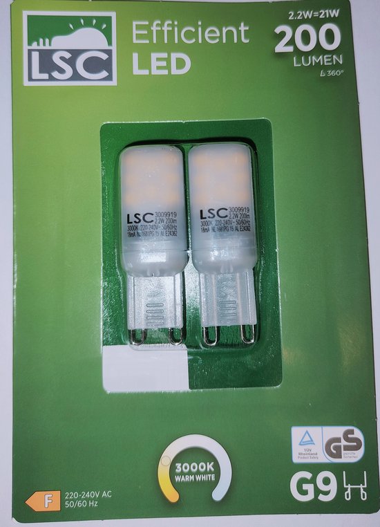 LSC® LED Lamp G9 - 2x G9 led lampen, insteek lampen G9 led 2.2 watt 200 ...