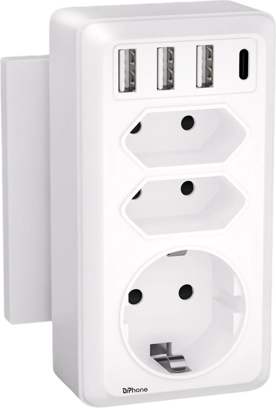 DrPhone PlugPro - Stopcontact Adapter Met 3 Stopcontacten + 3 USB ...