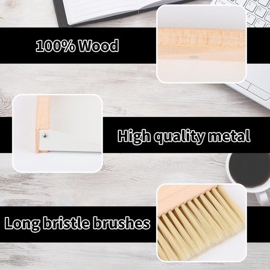 Mini veegplaat en handveger, bezem, schep en bezemset, tafelbezem en ...