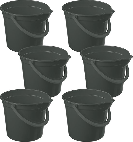 Sunware - Relife Basic emmer 7,5L antraciet - Set van 6 | bol