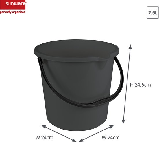 Sunware - Relife Basic emmer 7,5L antraciet - Set van 6 | bol