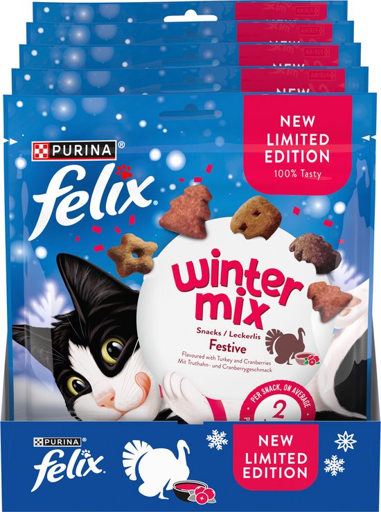 Felix Partymix Winter Mix - Kattensnack - Kattensnoepjes - Kalkoen - 5 ...