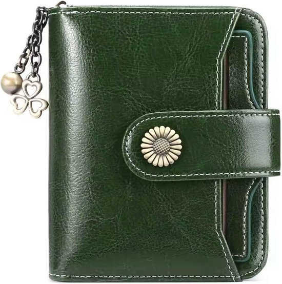 Kleine portemonnee voor dames RFID-blokkerende leren bifold ritsvak ...