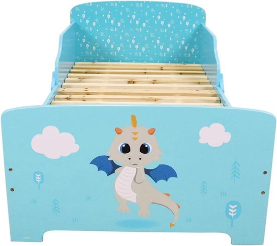 Kinderbed Dragon 140 x 70 cm 1 persoon - stoer en stevig - blauw ...