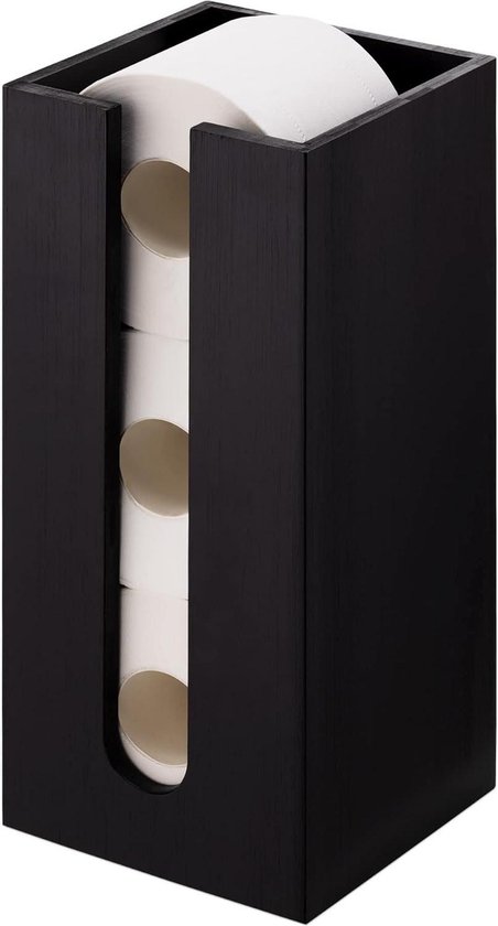 Toiletrol Organizer van Zwarte Bamboe - Vrijstaande Toiletpapierhouder ...