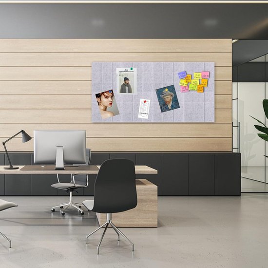 Groot zelfklevend vilten prikbord 30 x 30 cm - grijs - 50 prikspelden ...