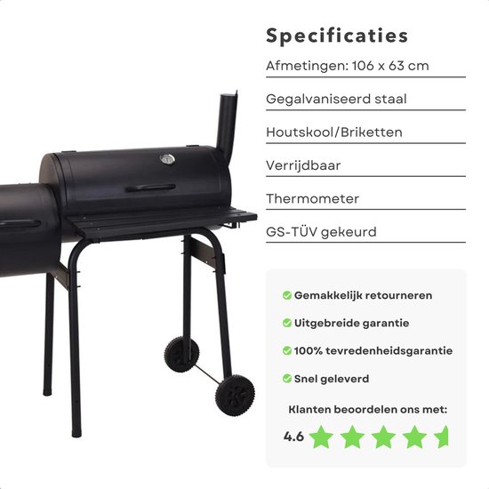 Houtskoolbarbecue - Barbecue Smoker - Houtskool Rookoven - Verrijdbare ...