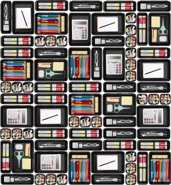 42 stuks zwarte bureaulade-organizer kantooraccessoires, lade ...