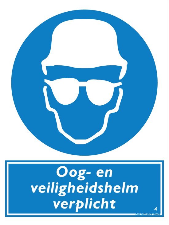Oog- en veiligheidshelm verplicht bord - Bord 300 x 400 mm - (Aluminium ...