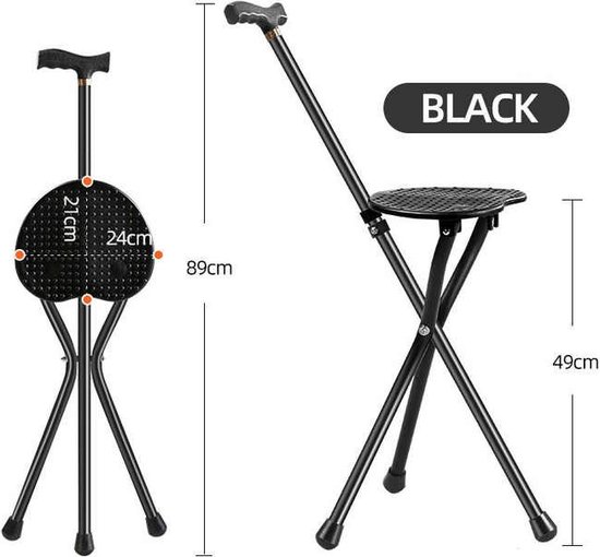 Wandelstok met zitje - Aluminium - Lichtgewicht - Klapstoel - Tot 100 ...