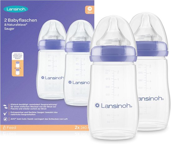 Natuurlijke Babyfles 240 ml - 2 Stuks voor Borstvoeding | bol