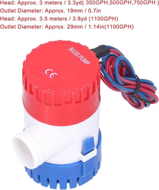 Lenspomp 12V/24V - Geluidsarm & Efficiënt 350-1100GPH voor Afvoer | bol