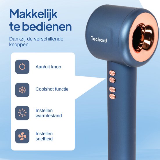 Techard Ionische Haardroger Fohn met Diffuser voor Krullen Haarfohn ...