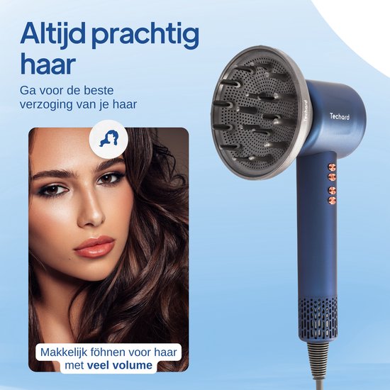Techard Ionische Haardroger Fohn met Diffuser voor Krullen Haarfohn ...