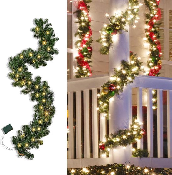 Kerst decoratie buiten - Kerstslinger met verlichting - 27 m ...