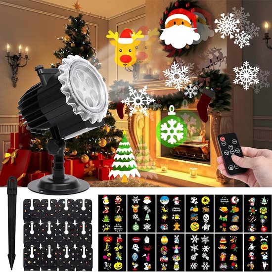 LED Halloween Projector Voor Buiten: 12 Patronen Met Sneeuwvlokken En ...