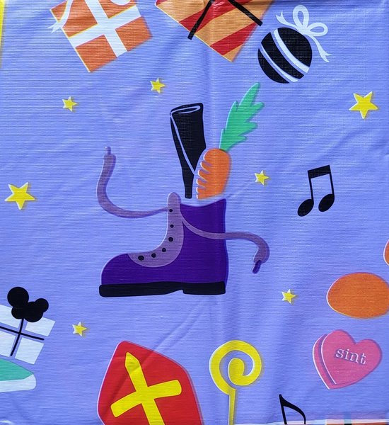 Sinterklaas tafelkleed 120x180 cm paars - Tafelklleed vinyl Sint en ...