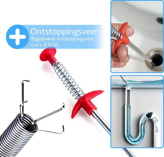 Afvoer Ontstopper Set - Inclusief Twee x Ontstoppingsveer - Gootsteen ...