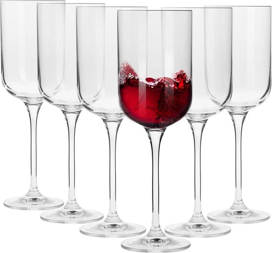 Red Wine Glasses Set of 6 - 350 ml - Glamour Collection - Perfect for ...