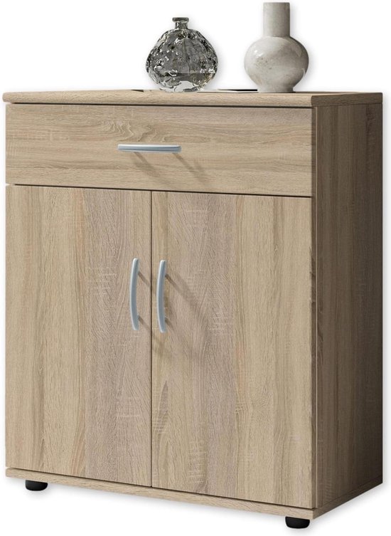 Moderne commode in eiken sonoma-look met lade en opbergruimte - voor ...
