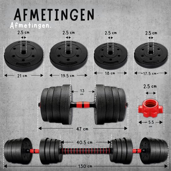 2-in-1 Verstelbare Halterset - 15-30 kg - Korte en Lange Halter Met ...