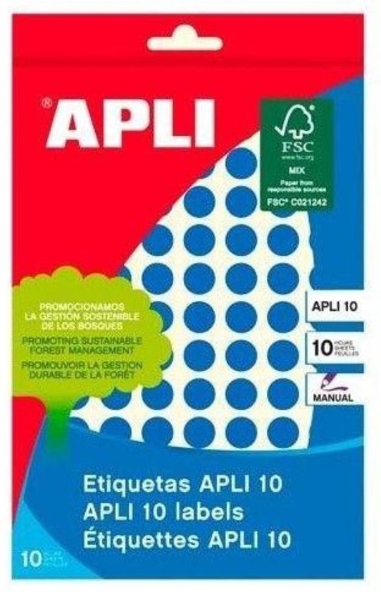 APLI - labels diameter 19 mm - 560 stuk - blauw | bol