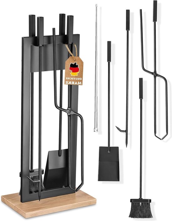 Haardset Modern-Zwart Haardgarnituur met Bezam Schep en Pook ...