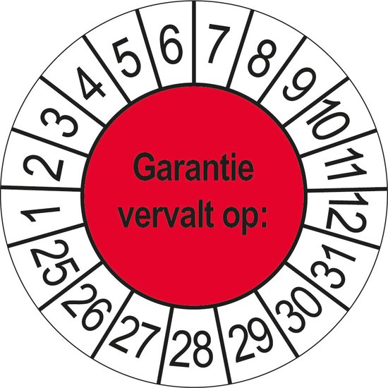 Rood | 50 Keuringsstickers Garantie vervalt op Rond 35 mm | bol
