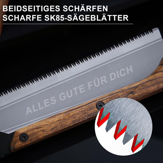 Inklapbare Japanse handzaag 300 mm tweezijdige trekzaag SK85 messen ...