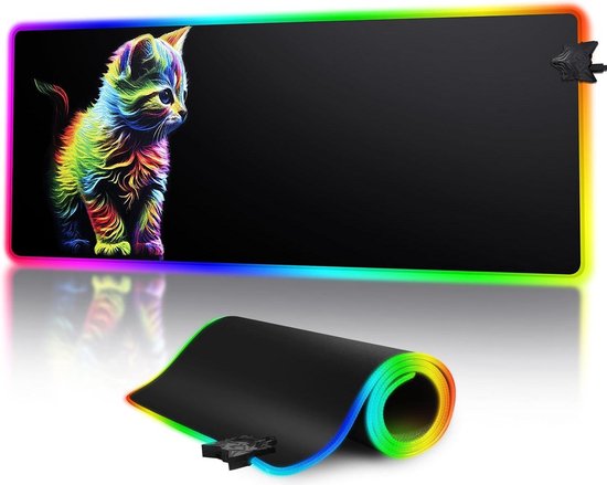 XXL RGB gaming muismat - 800 x 300 mm - led-bureauonderlegger voor ...