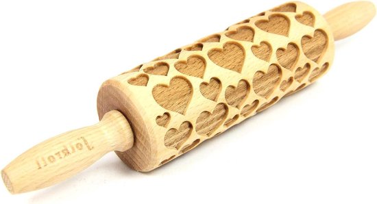 Harten deegroller - Bakrol - Rolhout met individueel patroon reliëf | bol