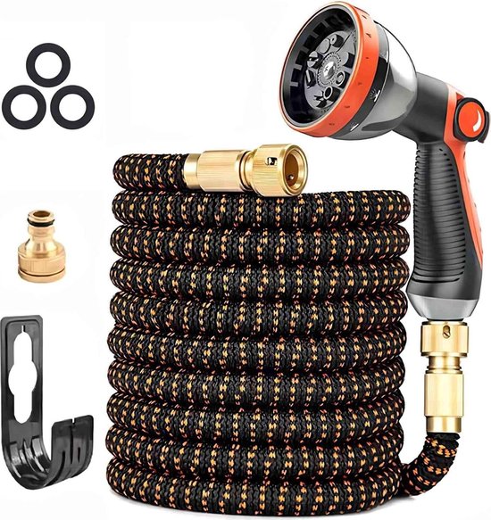 Tuinslang Flexibele 15 m 3-laagse latex waterslang met 3-4 inch en 1-2 ...