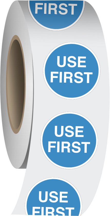Use first stickers op rol - blauw - 2,5 cm - 901 stickers per rol | bol