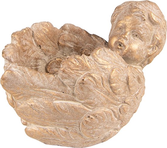 HAES DECO - Bloempot Engel 16x13x12 cm Bruin Steen Bloempot binnen ...