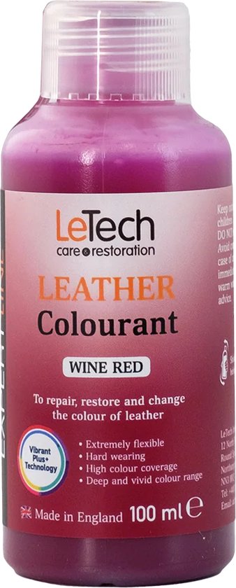 LeTech Leather Colorant - WINE RED - ROOD (100ml) - leerverf ...