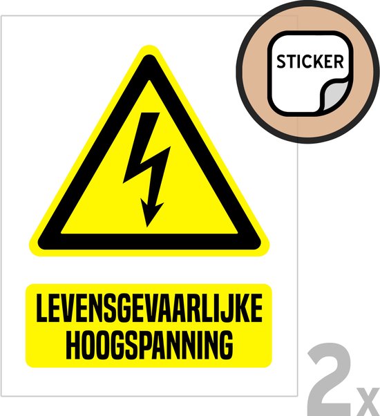 Pictogram/ stickers (2x) | "Levensgevaarlijke hoogspanning" | 19 x 25 ...